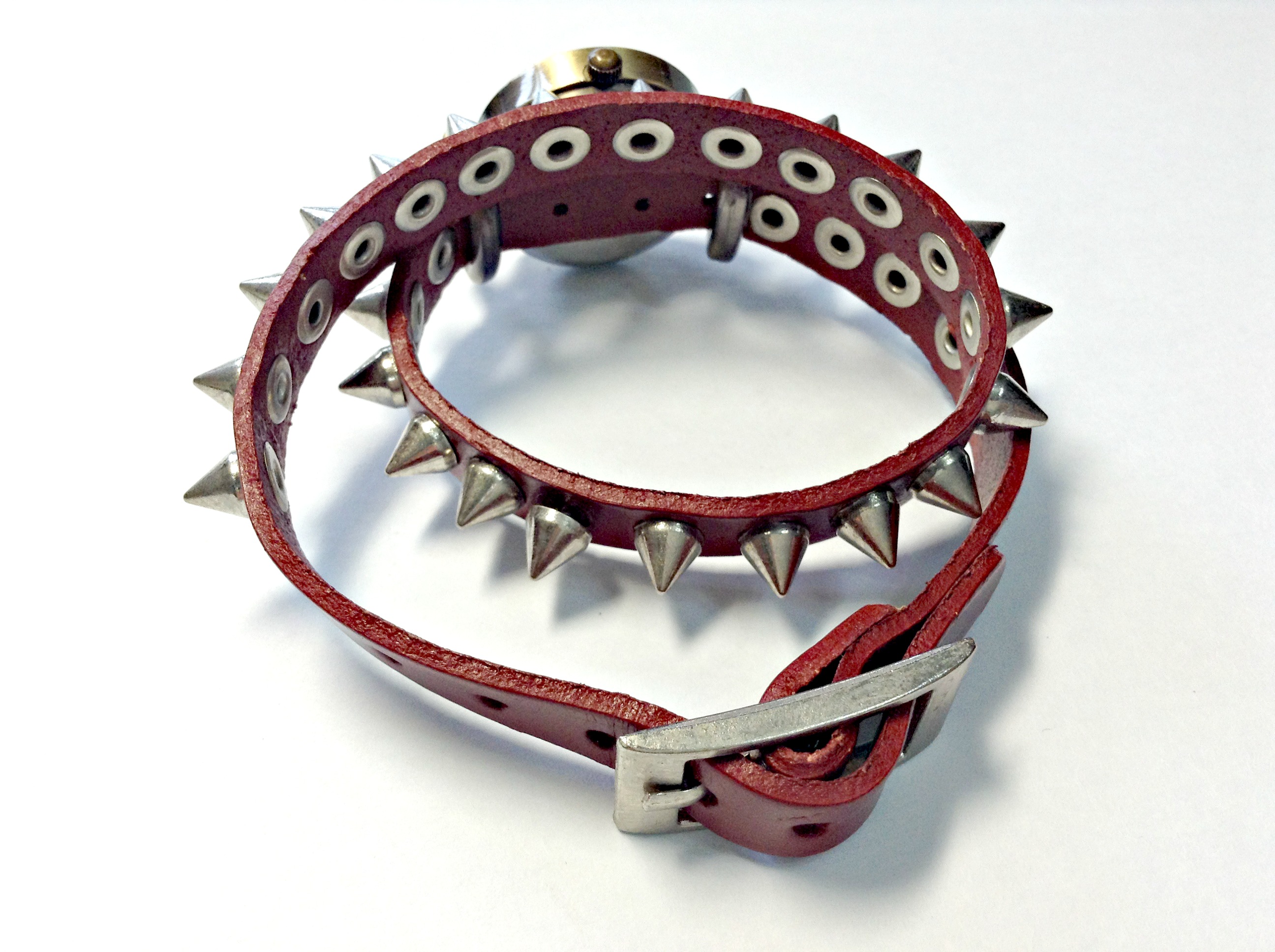 Handmade Vintage Stud Spike Decor Leather Band Watch Woman Girl Quartz ...